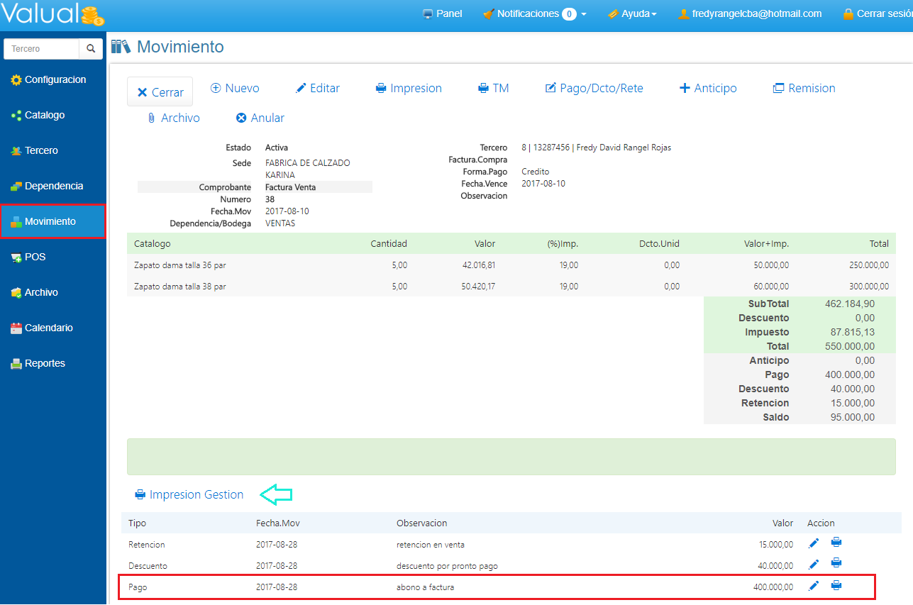 Pago Factura a Crédito